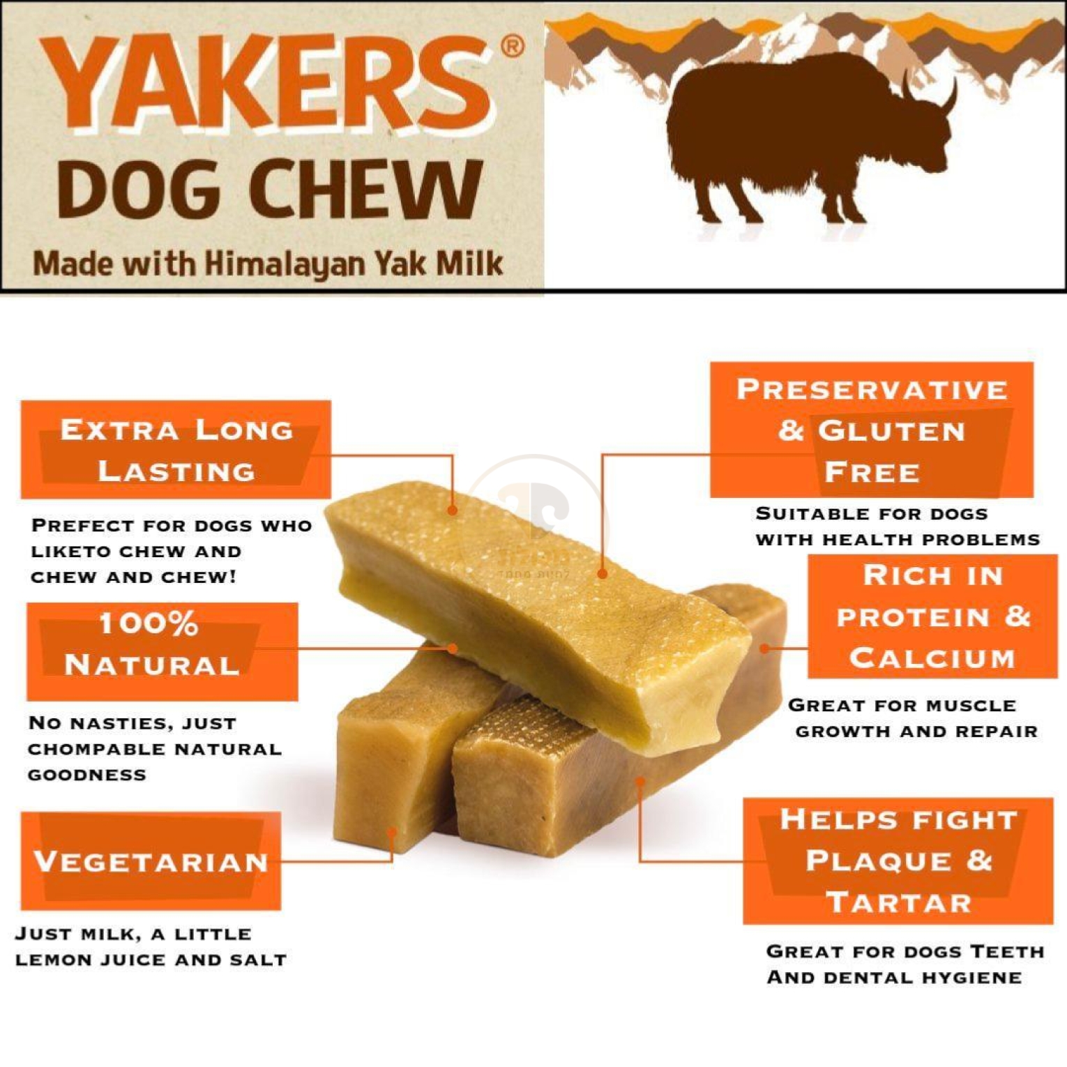 3 עצמות יאק קטנות - Yak Bone - מכולת לחיות מחמד